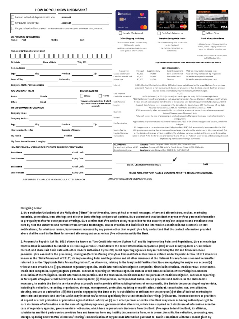 UnionBank Credit Card Application Guide | PDF