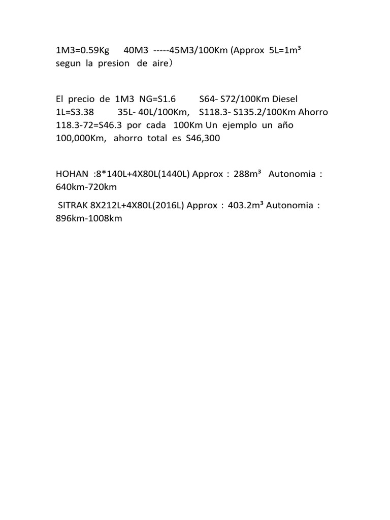 Capacidades GNV Tanques Sitrak | PDF