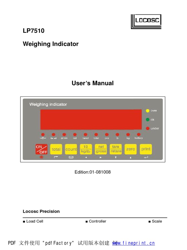 User's Manual for the LP7510 Weighing Indicator: A Comprehensive Guide ...