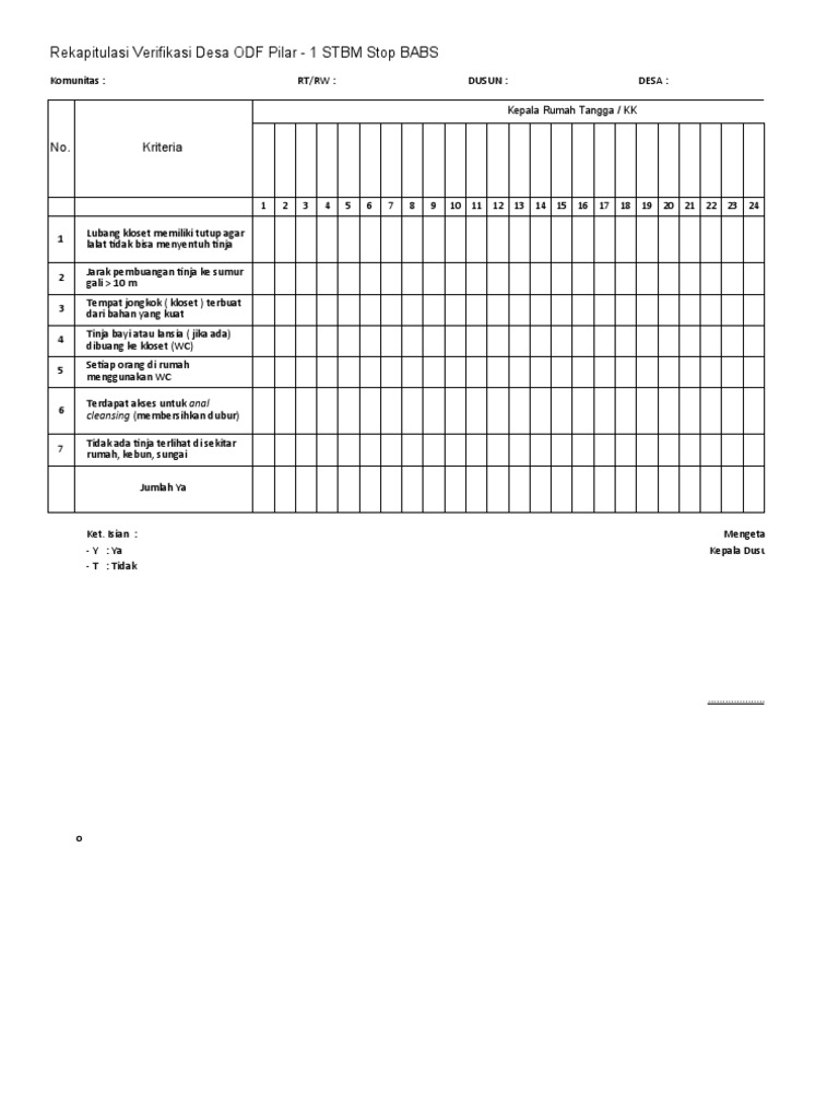 Formulir Verifikasi ODF STBM Fotocopy 1000 | PDF