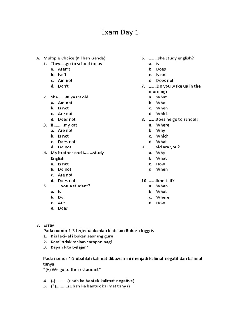 Writing Exam for Kids | PDF