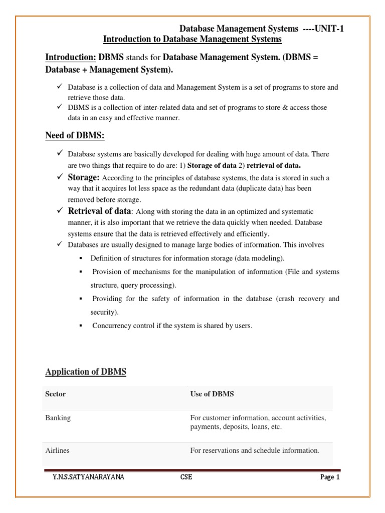 DBMS Unit-1 | PDF | Databases | Conceptual Model