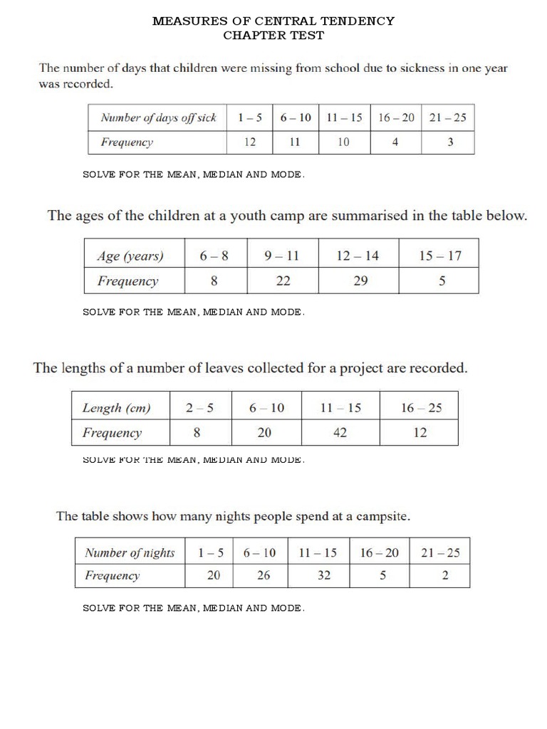 CHAPTER TEST Measures of Central Tendency | PDF CHAPTER TEST Measures of Central Tendency | PDF