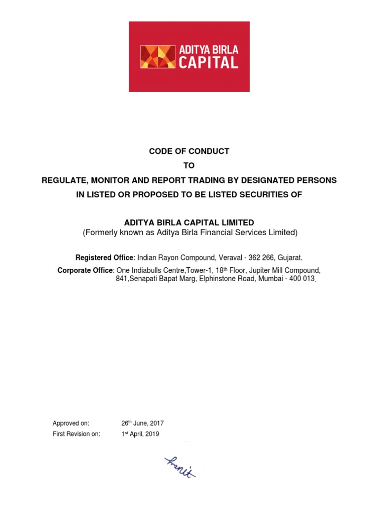 Code of Conduct-Insider Trading FY 18-19-1 | PDF