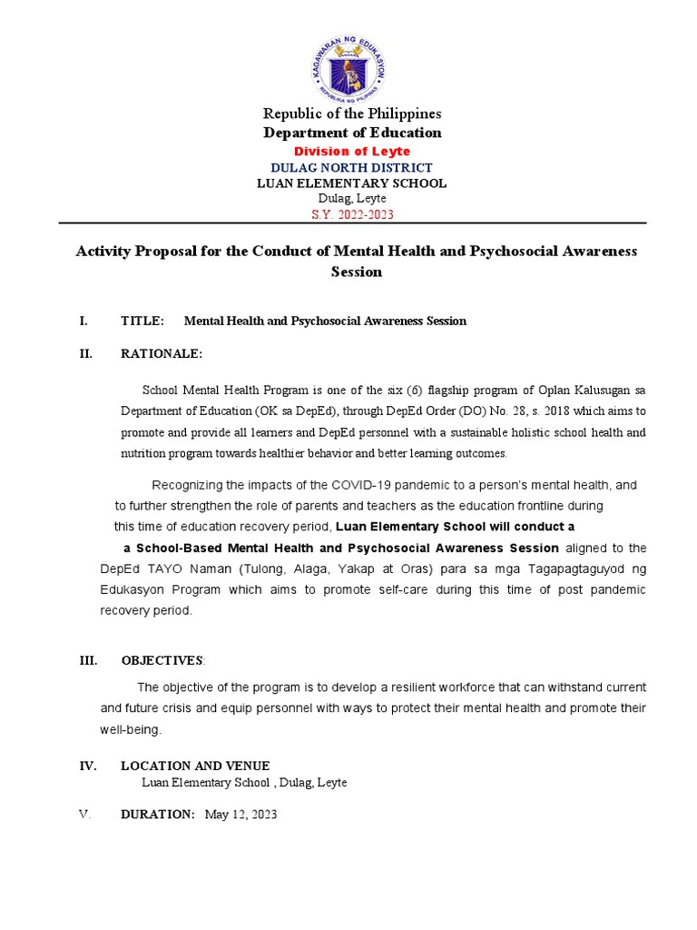 Activity Proposal-Mental Health | PDF