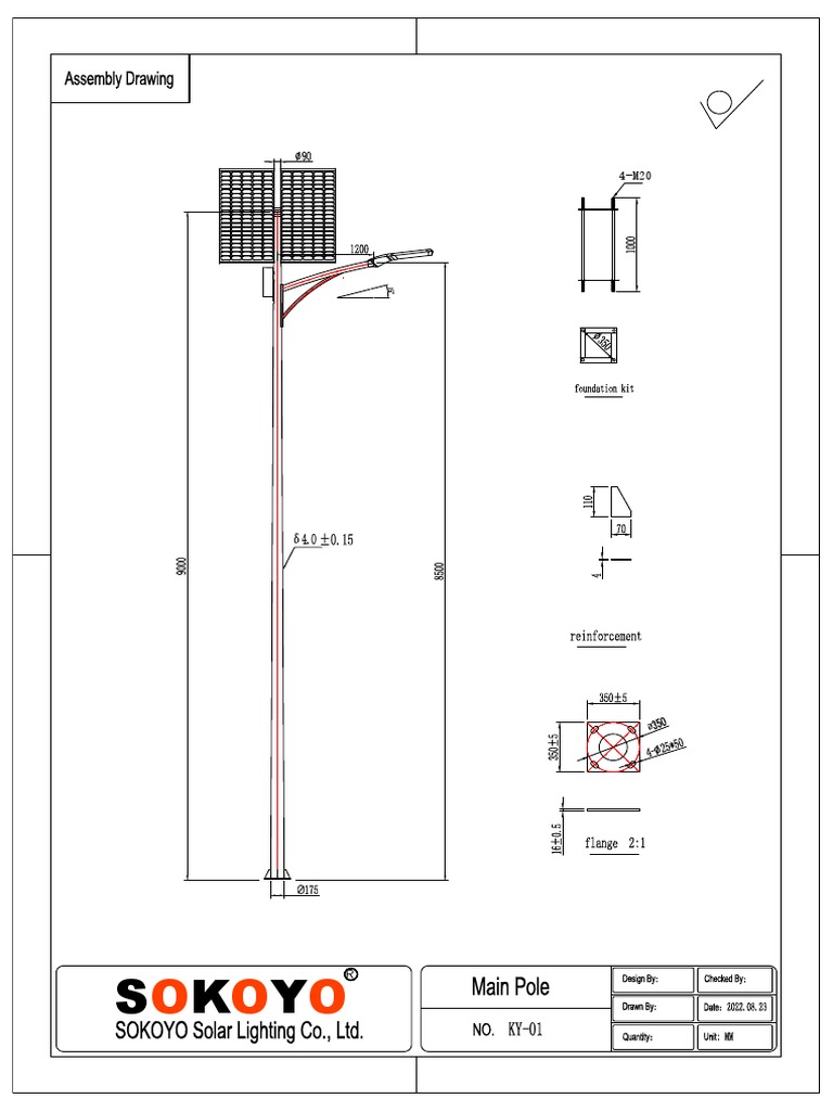 9m Pole Drawing PDF | PDF