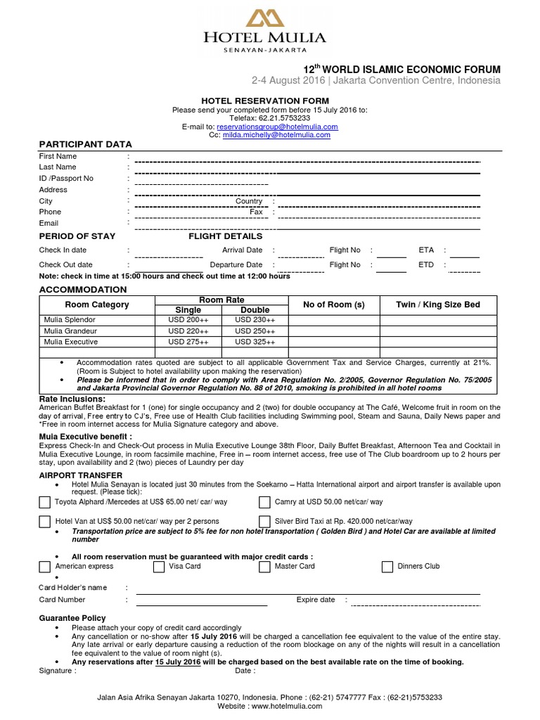 Reservation Form | PDF