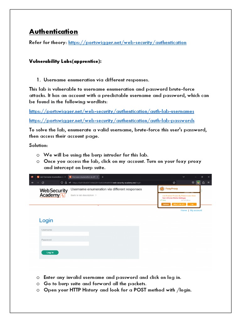 Authentication (Portswigger Apprentice Manual) | PDF | Login | Authentication