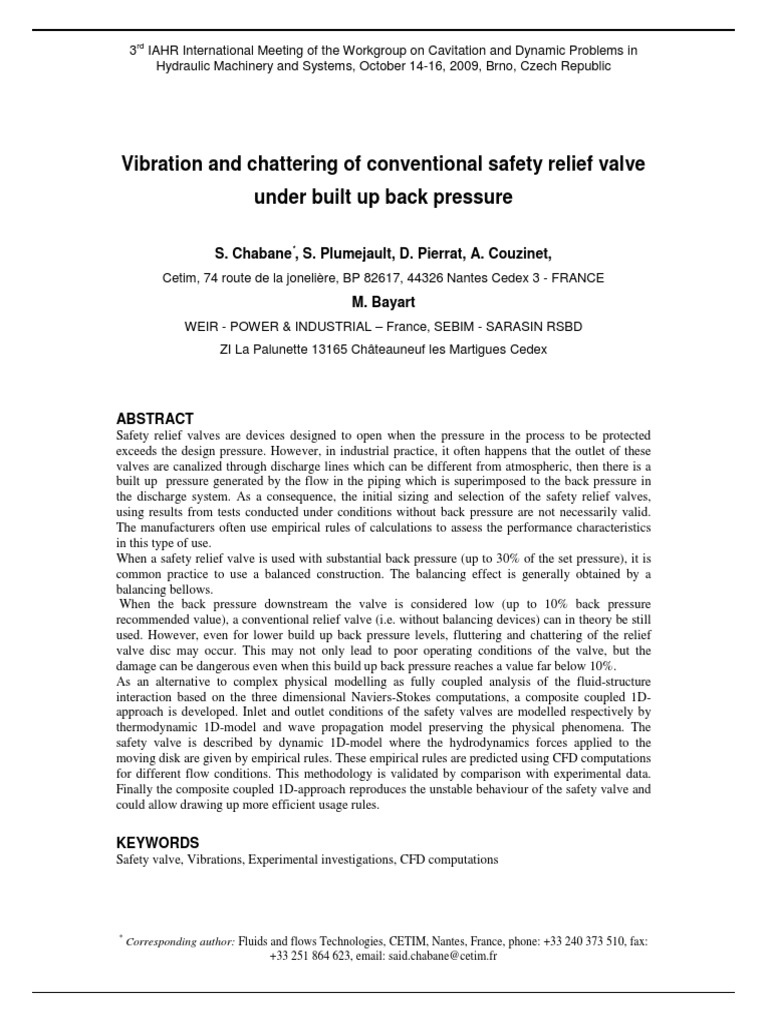 Analysis of Vibration and Chattering Behavior of Conventional Safety ... Analysis of Vibration and Chattering Behavior of Conventional Safety ...