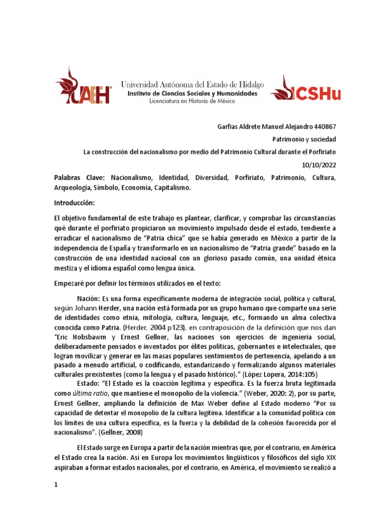 Nacionalismo y Patrimonio en el Porfiriato | PDF | México | Nación