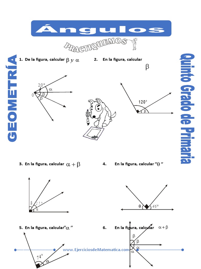 Ejercicios de Ángulos para Quinto Grado | PDF