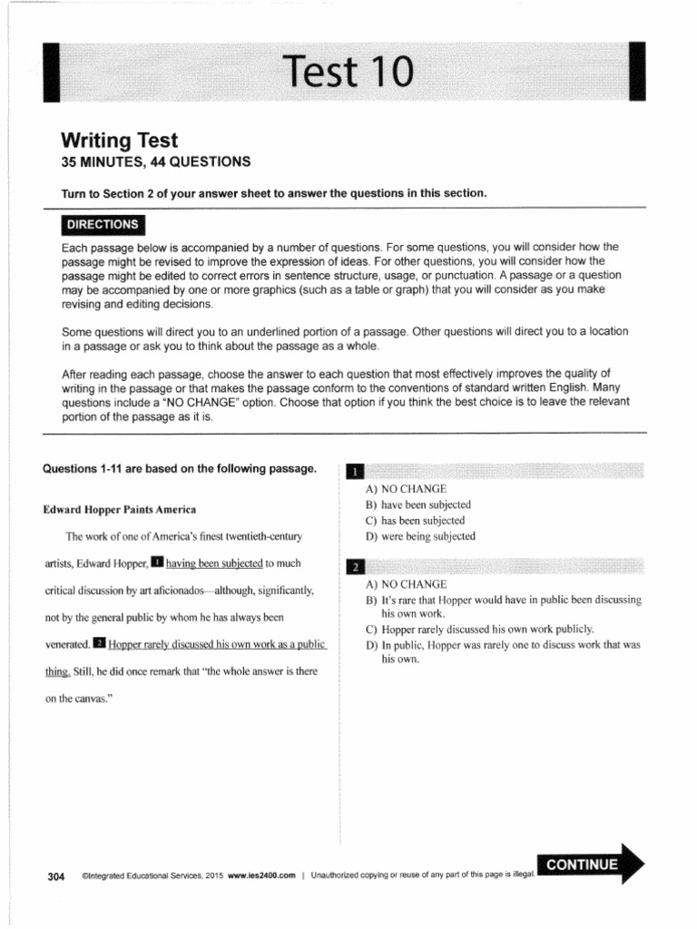 Writing Test 10 PDF | PDF