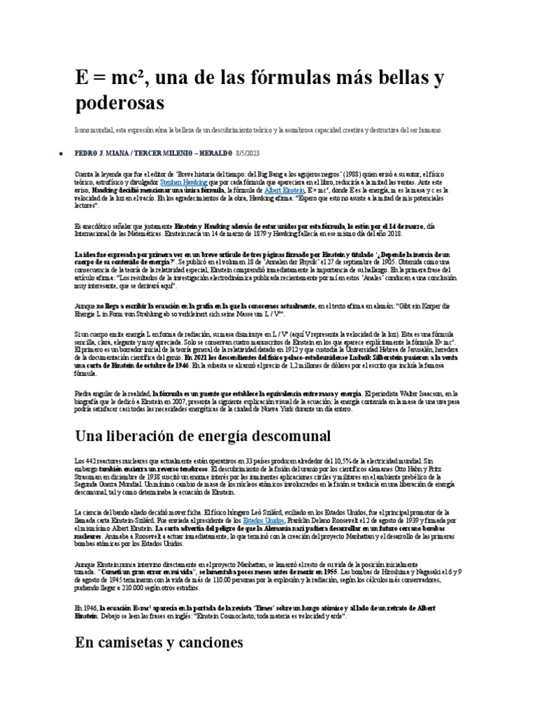 E mC2, La Fórmula de Einstein | PDF | Albert Einstein | Física