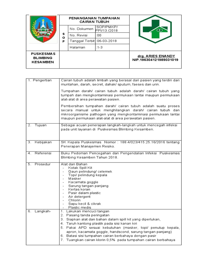 13 SOP Penanganan Tumpahan | PDF