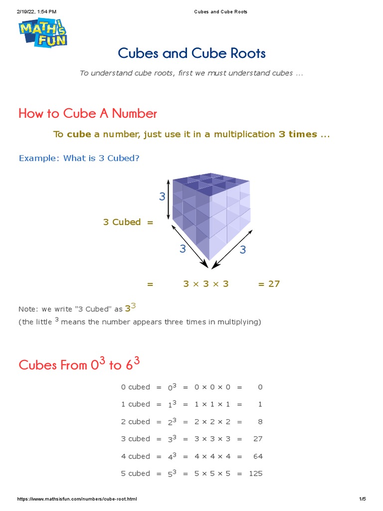 Cubes and Cube Roots | PDF | Numbers | Arithmetic