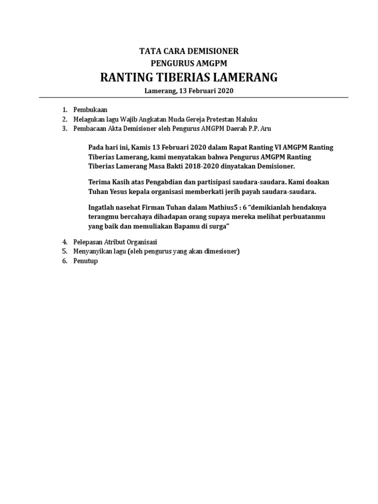 TATA CARA DEMISIONER | PDF