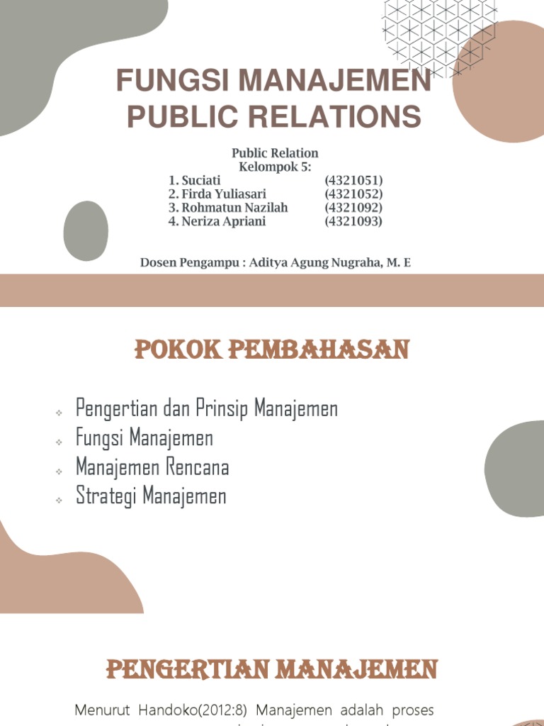 Kel. 5 Fungsi Manajemen Public Relation | PDF