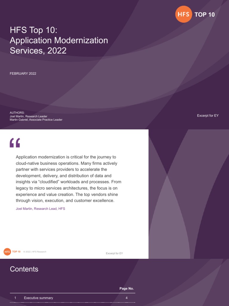 Ey Hfs Top 10 Application Modernization Services 2022 Ey Excerpt PDF | PDF | Cloud Computing ...