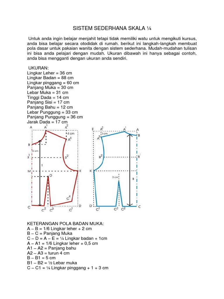 Pola Dasar Baju Wanita | PDF