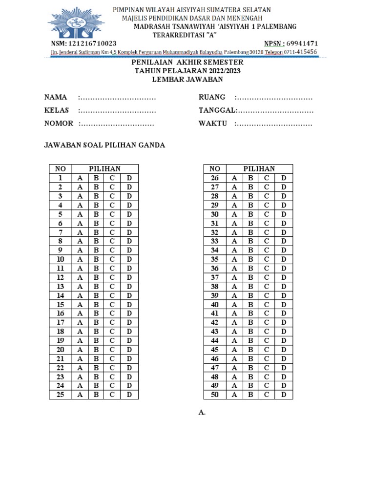 Lembar Jawaban | PDF