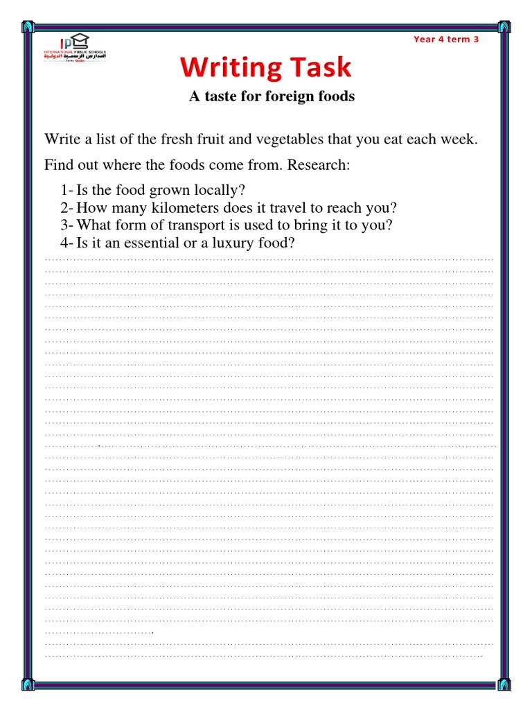 A Taste For Foreign Foods (Writing Task) PDF | PDF | Foreign Language ...