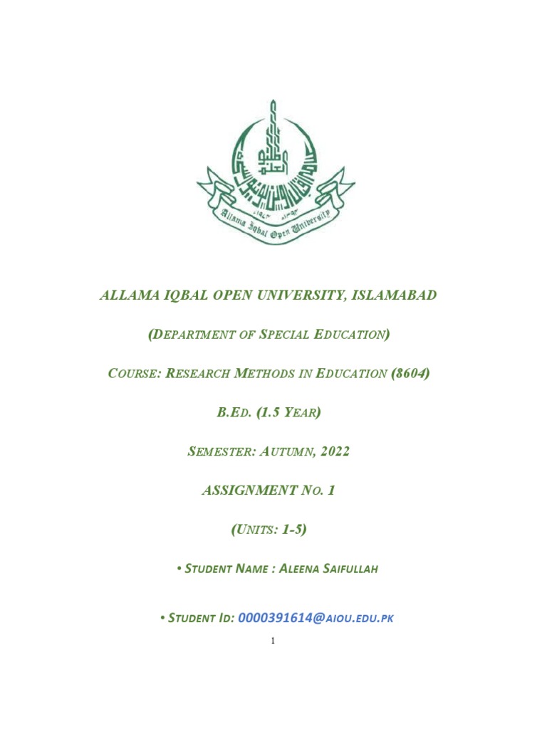 8604 Assignment 1 | PDF | Methodology | Experiment 8604 Assignment 1 | PDF | Methodology | Experiment