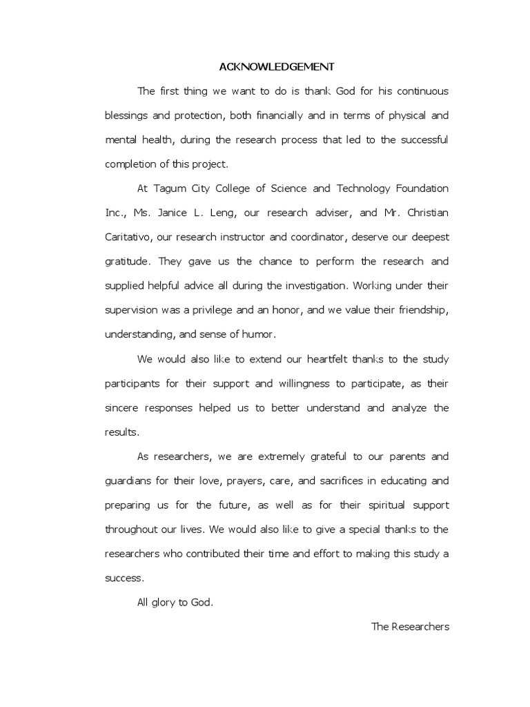 Acknowledgement Dedication Abstract Table of Contents and References ...