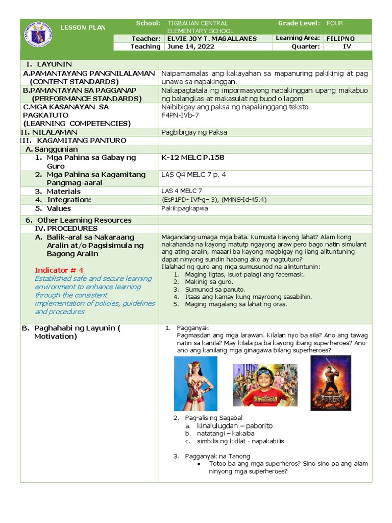 Filipino Grade 4 COT 2 | PDF