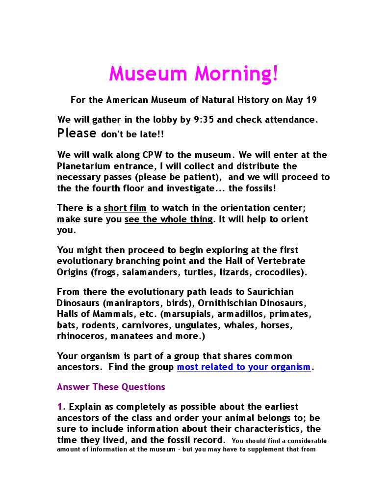 Museum Visit: Fossils & Biodiversity Exploration | PDF