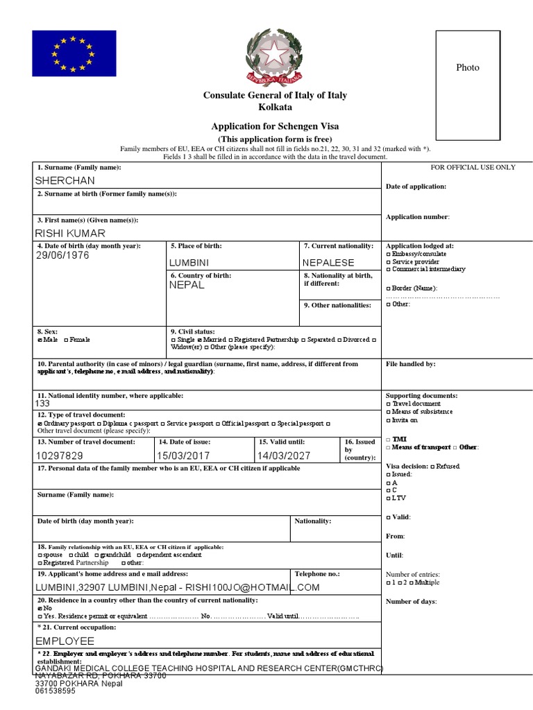 Application-Form - Italy 1 | Download Free PDF | Travel Visa ...