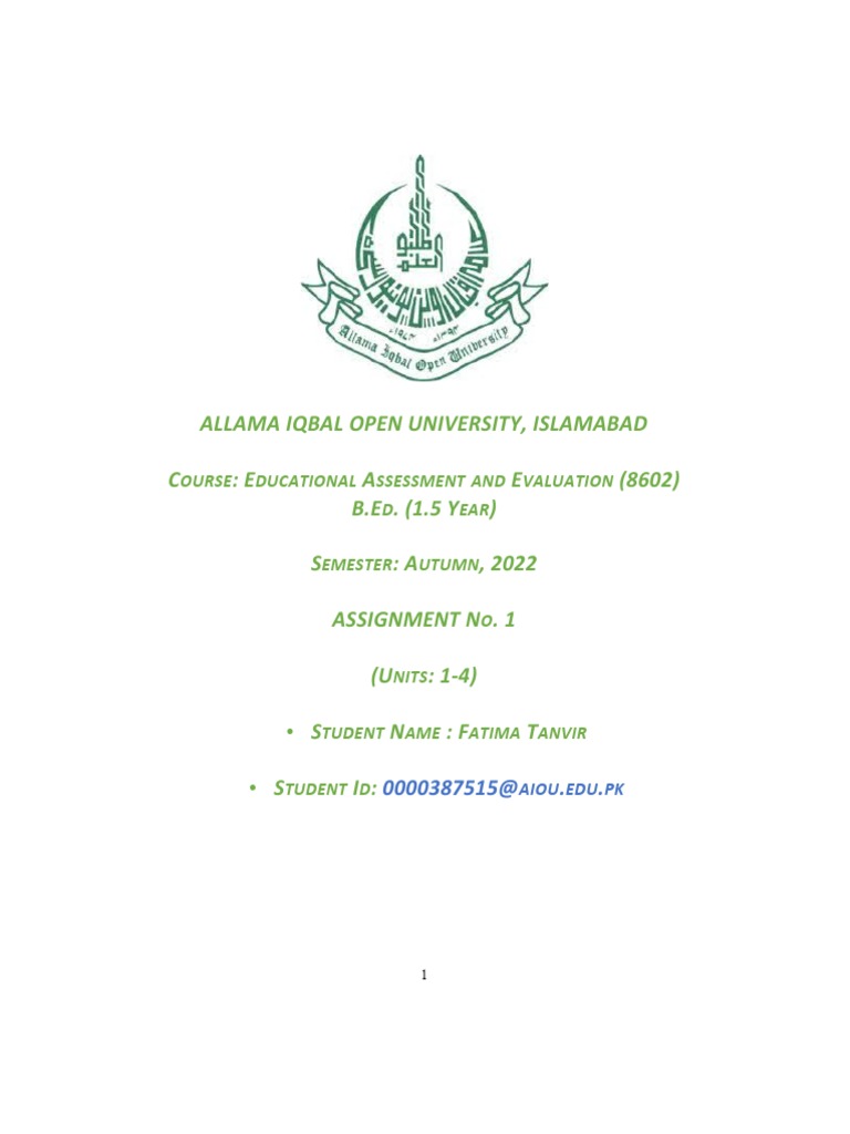 8602 Assignment 1 A | PDF | Educational Assessment | Multiple Choice