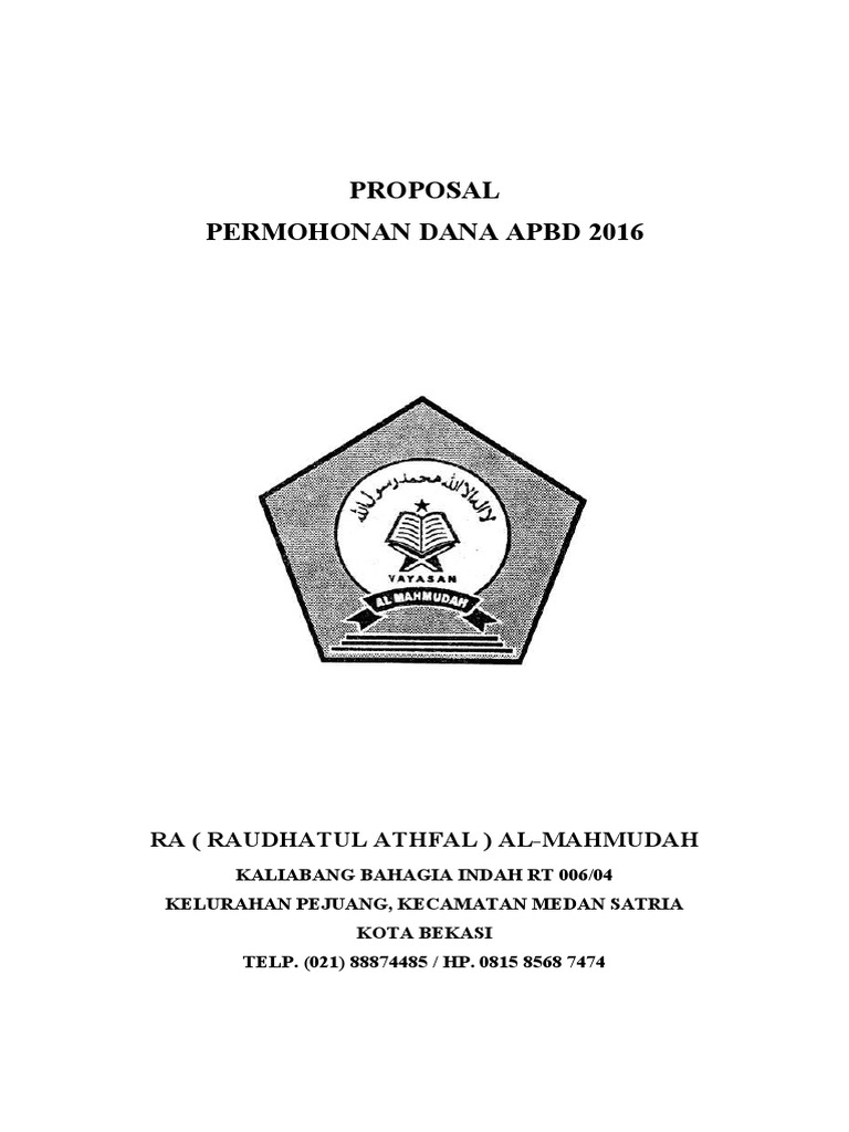 Proposal Dana Apbd 2016 Ra (Raudhatul Athfal) Al-Mahmudah | PDF ...