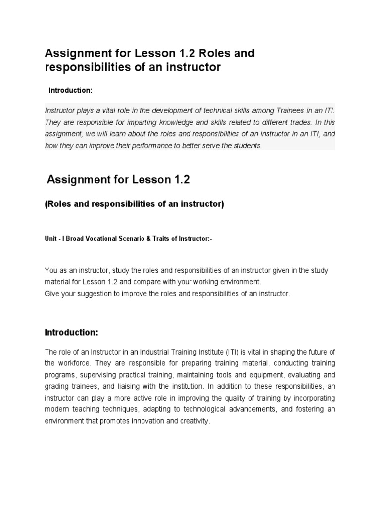 Assignment For Lesson 1.2 | PDF | Cognition | Learning