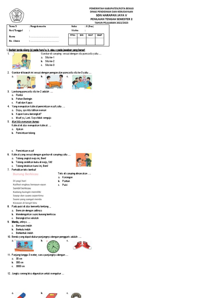 SOAL PTS K2 T5 New | PDF | Griya & Taman | Seni