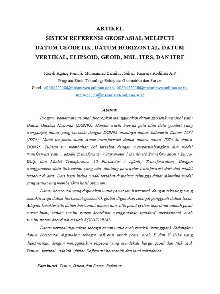 Rozak Agung Pamuji D4 Teknologi Rekayasa Geomatika Dan Survei - Format ...