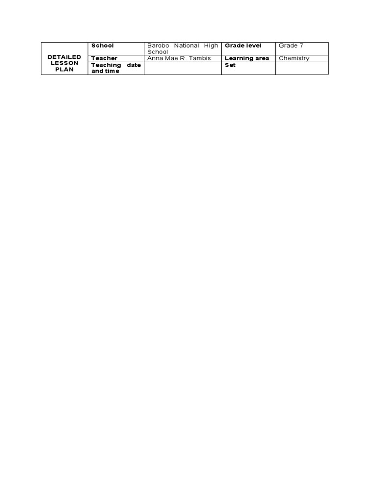 DETAILED Lesson Plan G7 .EDUC 9 | PDF | Learning | Teachers