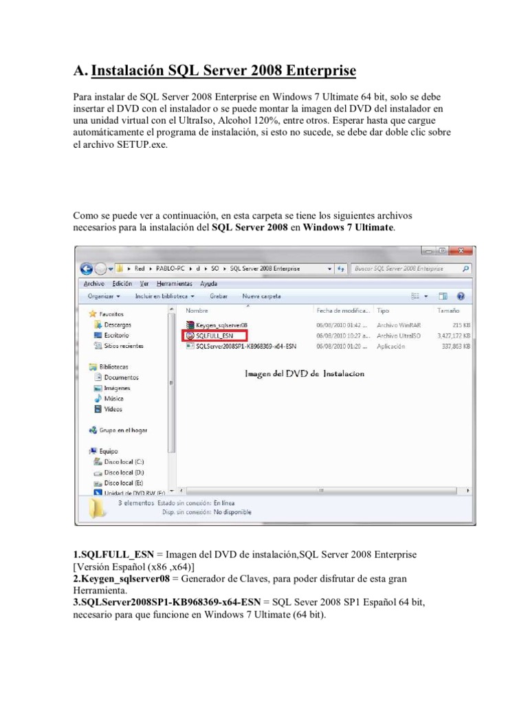 Instalar SQL Server 2008 en Windows 7 | PDF | Servidor SQL de Microsoft ...