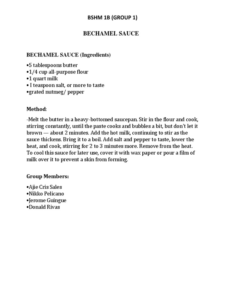 Bechamel Sauce | PDF