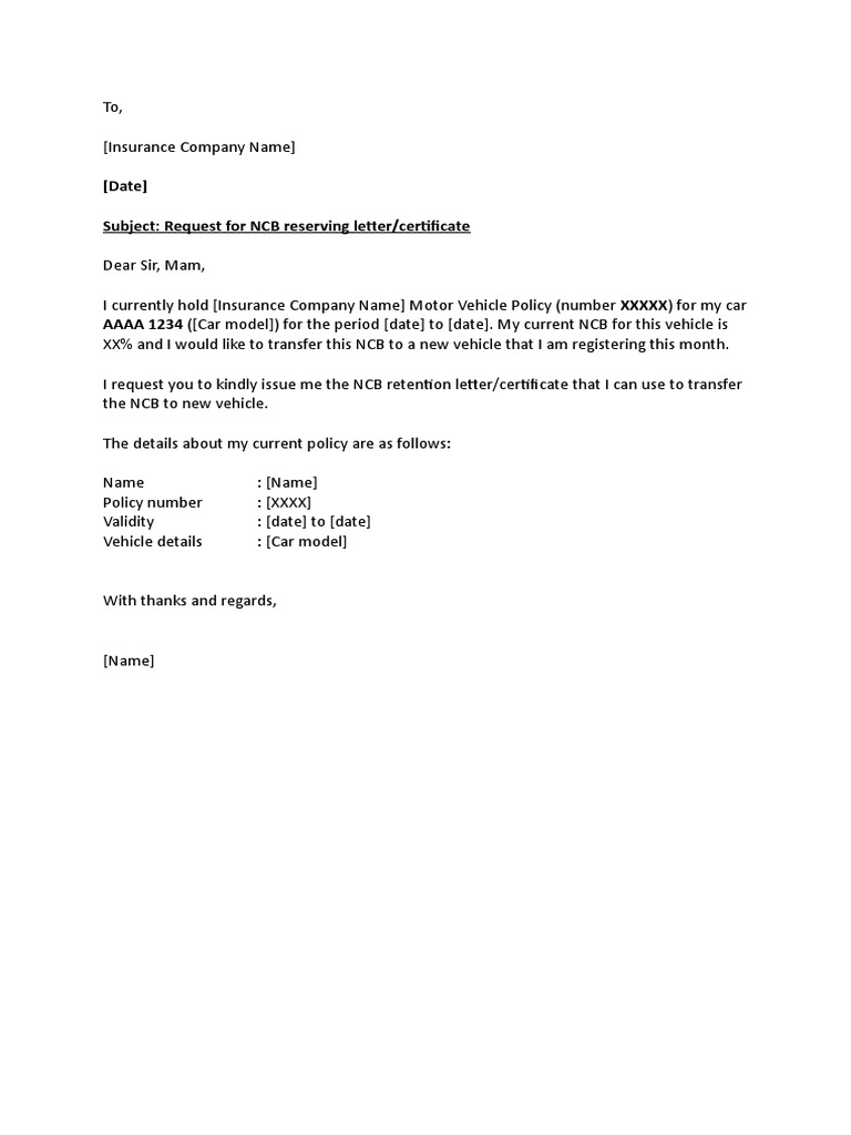 NCB Request Letter Template | PDF