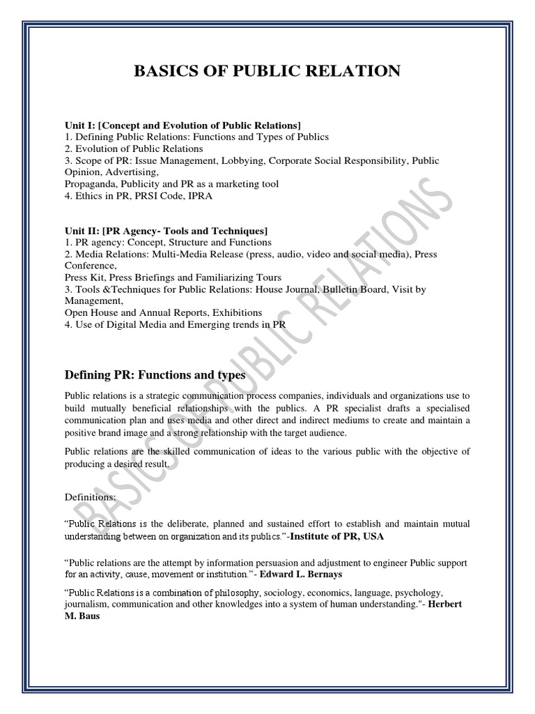 PR Unit 1 & 2 | PDF | Public Relations | Corporate Social Responsibility