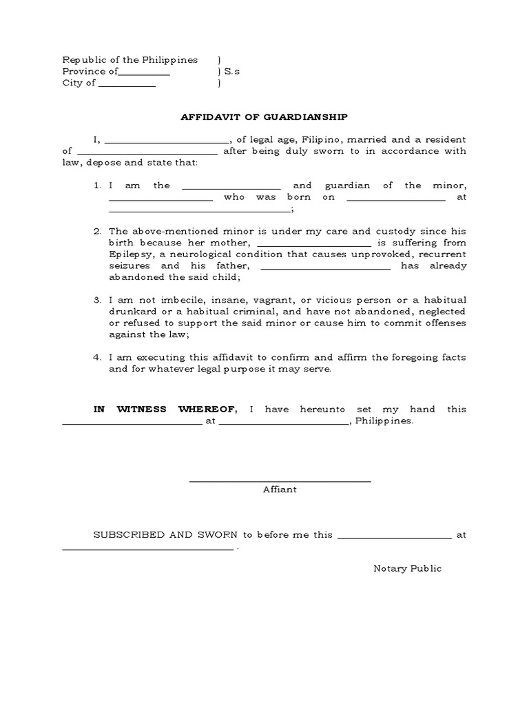 Affidavit of Guardianship | PDF