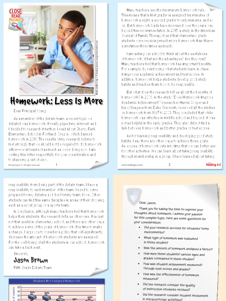 CRP g6 NF Homework Less Is More Passage | PDF | Homework | Teachers