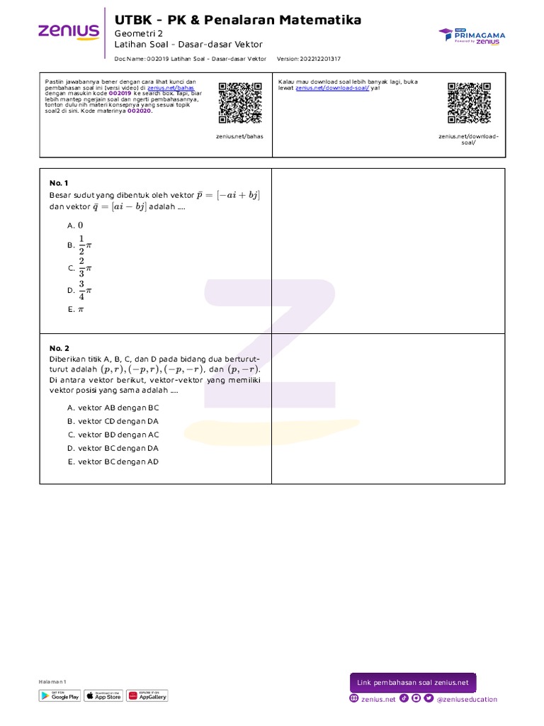Latihan Soal - Dasar-Dasar Vektor | PDF