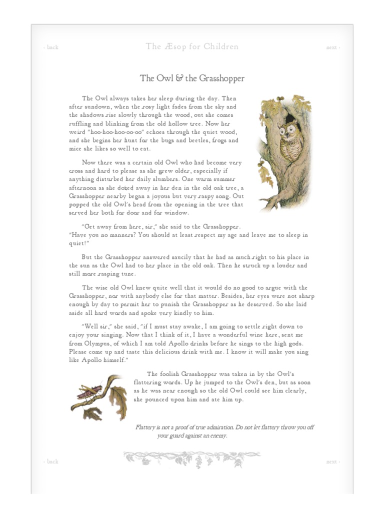 The Owl & the Grasshopper (2) | PDF