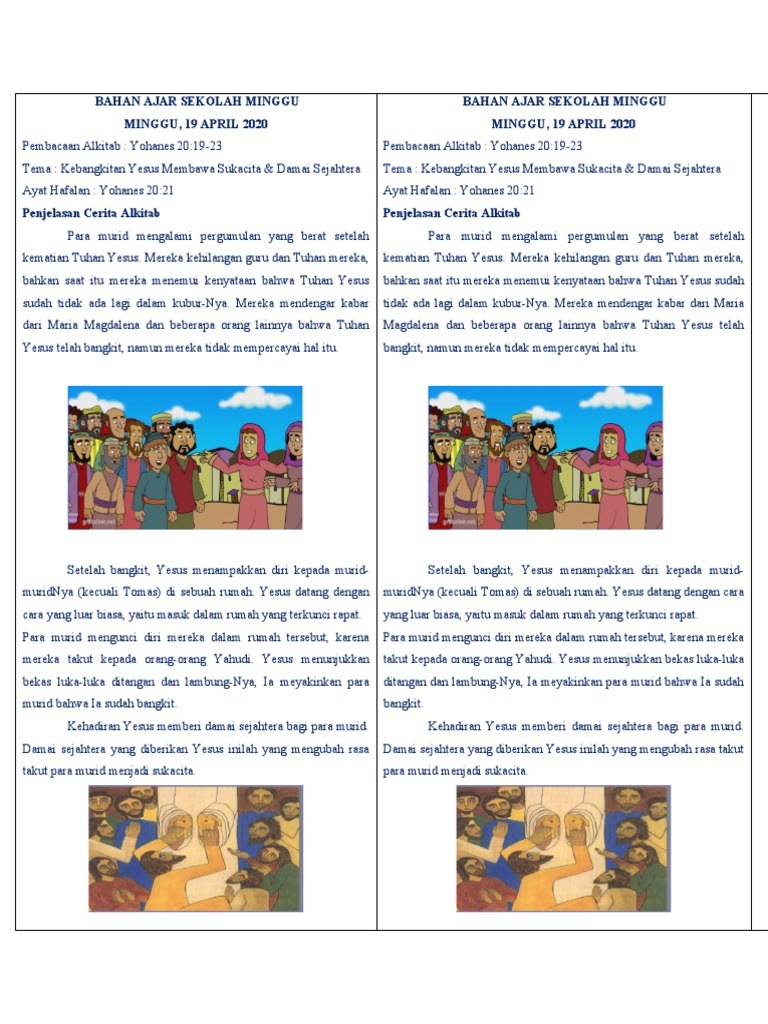 BAHAN AJAR SEKOLAH MINGGU. 19 Aprl | PDF