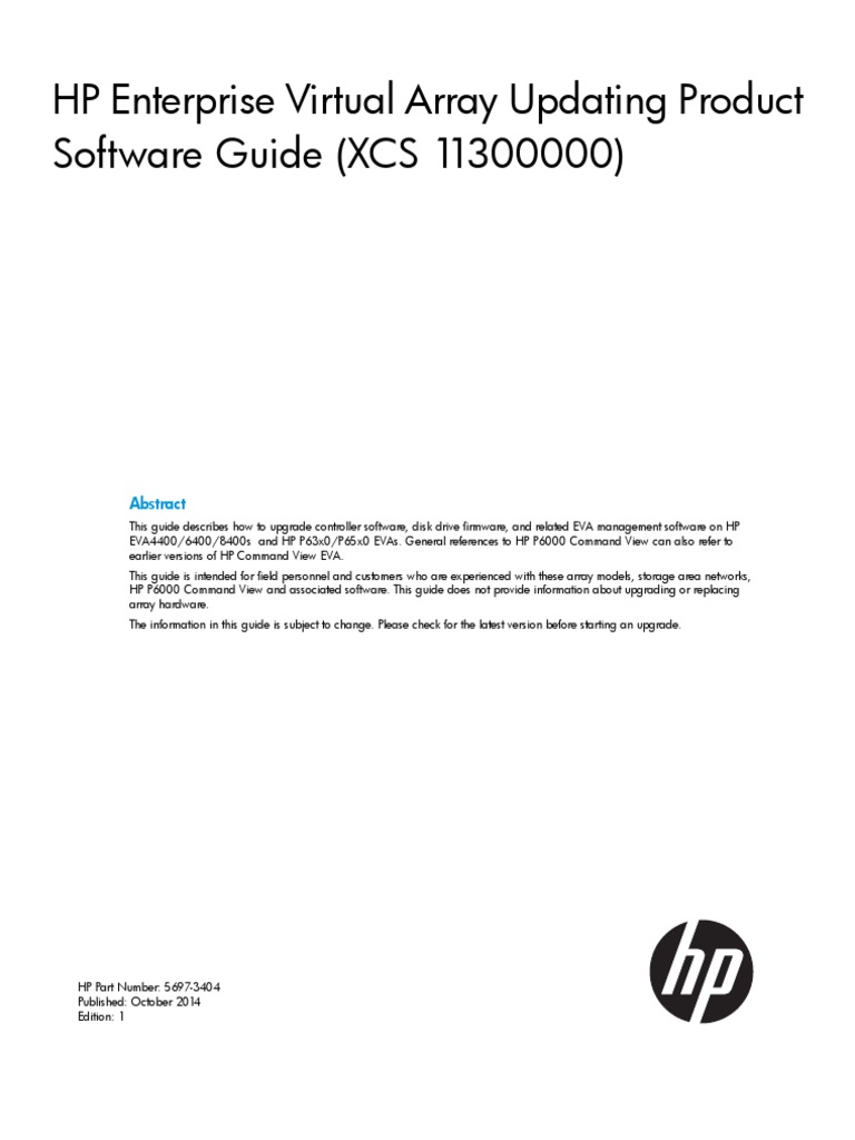 HPE - c04474811 - HP P6000 EVA Updating Product Software Guide (XCS ...
