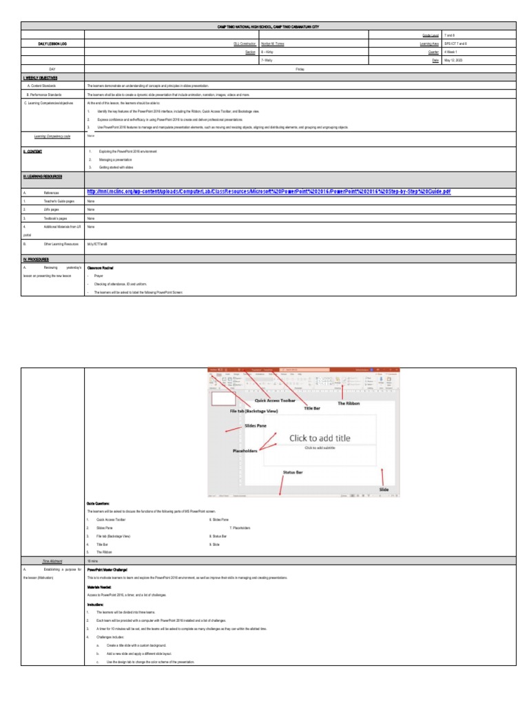 Week 1 SPS ICt 7 and 8 May 5, 2023 | PDF | Learning | Microsoft Power Point