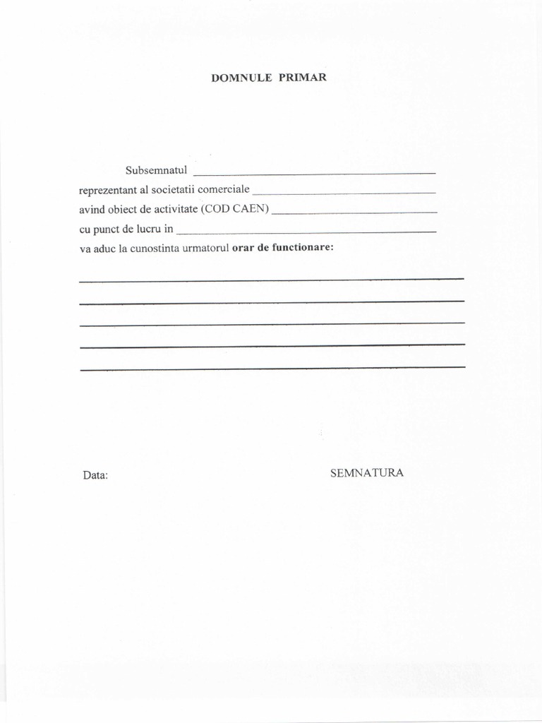 Orar de Functionare | PDF