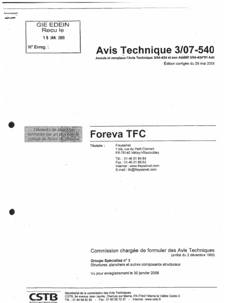 Avis Technique 3-07-540 | PDF
