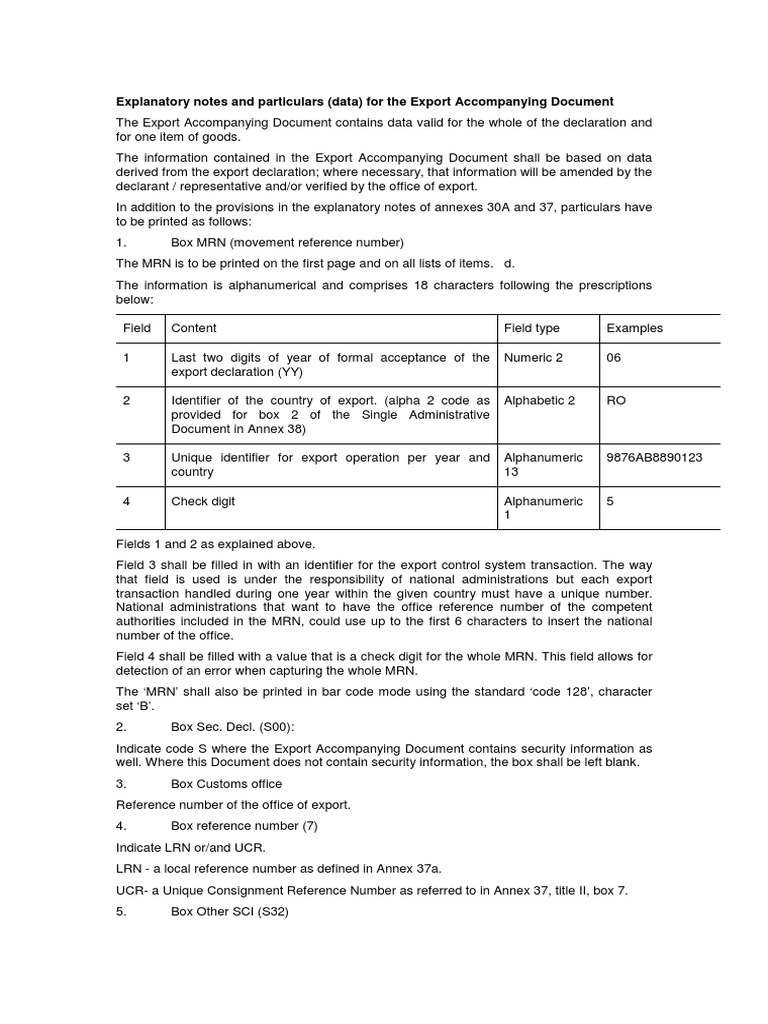Export Declaration Form Pdf Computing